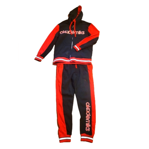 Akademiks | Pants | Akademiks 2pc Tracksuit Red Black White Zip Hoodie ...